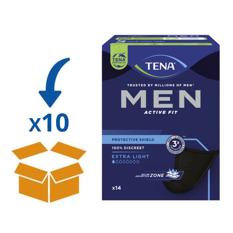 TENA Men (Active Fit) Protective Shield | 10 pakken van 14 stuks ...